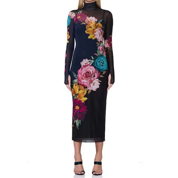 AFRM | Dresses | Afrm S Shailene Dress Long Sleeve Mesh Overlay 2 Pc ...